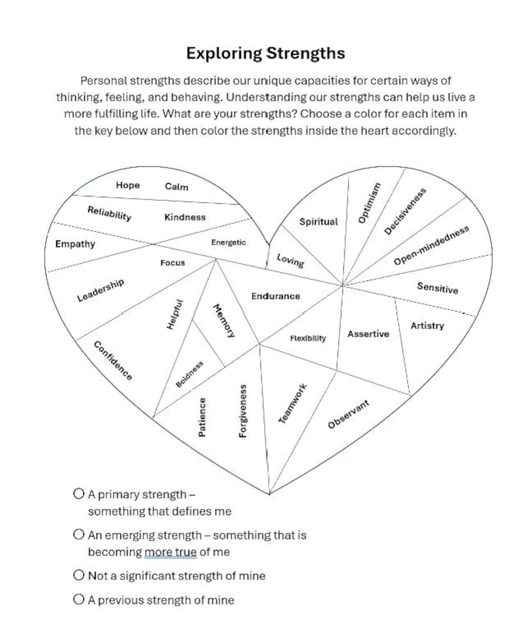 Exploring Strengths Worksheet - Etsy