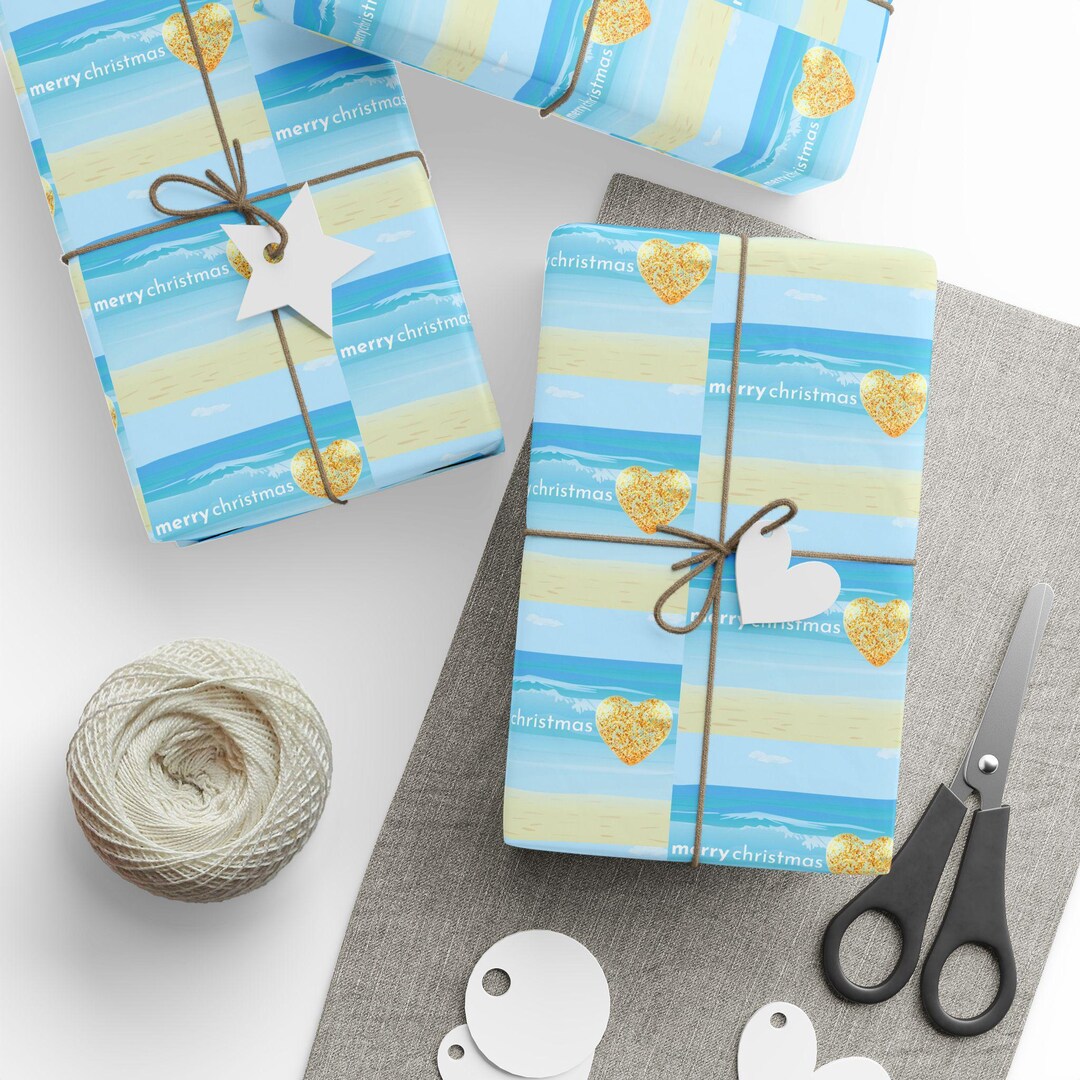 Christmas Beach Sunset Wrapping Papers, Love Island Inspired Gift Wrap ...