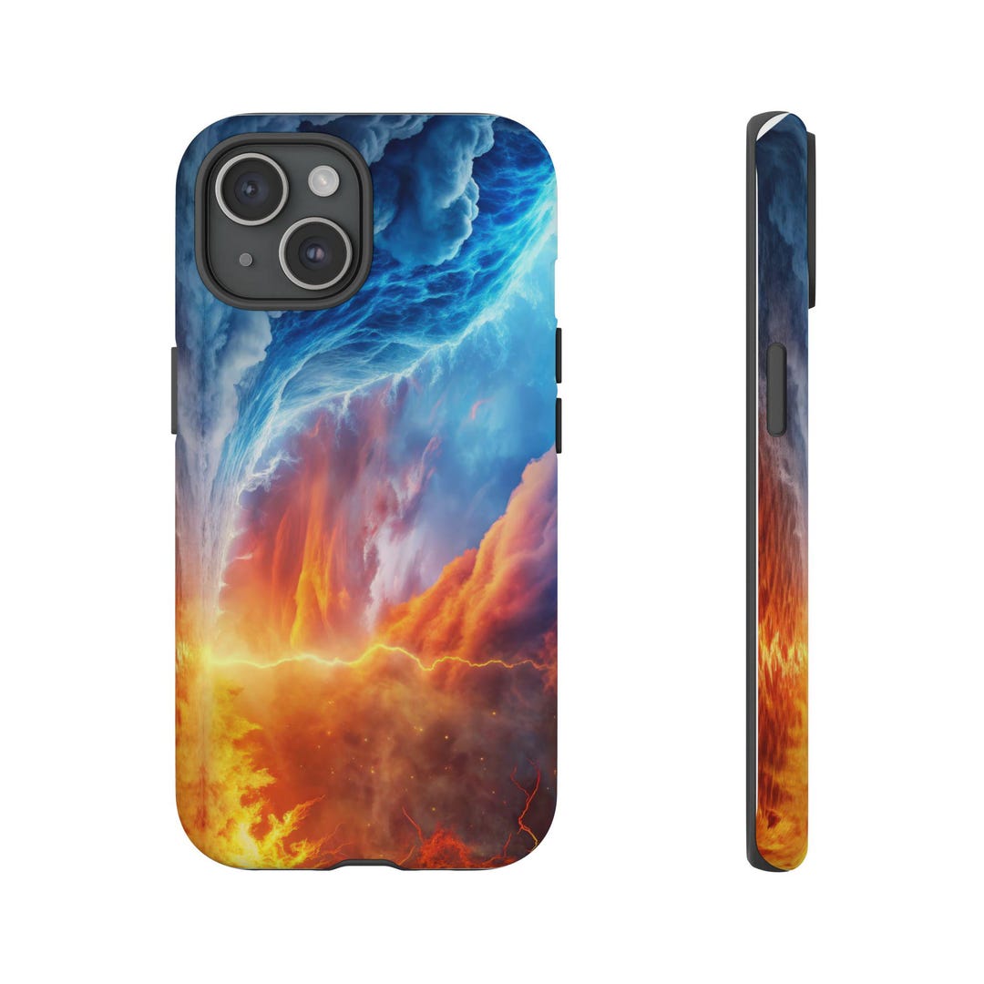 Vibrant Fire and Water Phone Case, Durable Dual Layer Protection - Etsy