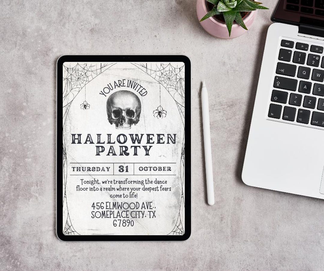 Spooky Halloween Birthday Invitation: Customizable Card (digital ...