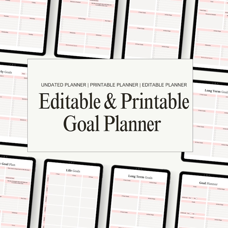 Editable Goal Planner Bundle: SMART Goal Setting Kit (digital Download ...