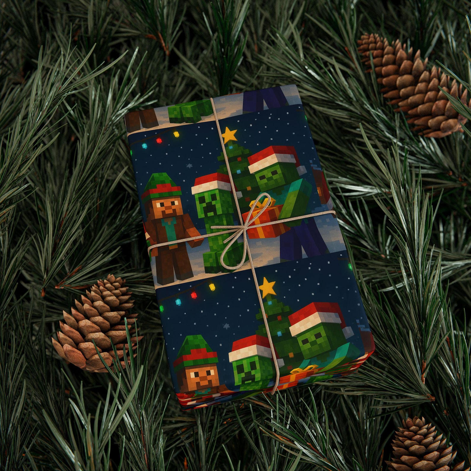 Minecraft Christmas Wrapping Paper - Etsy