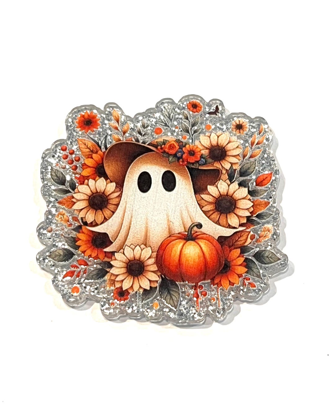 Floral Boo - Acrylic Swappable Badge Topper - Etsy