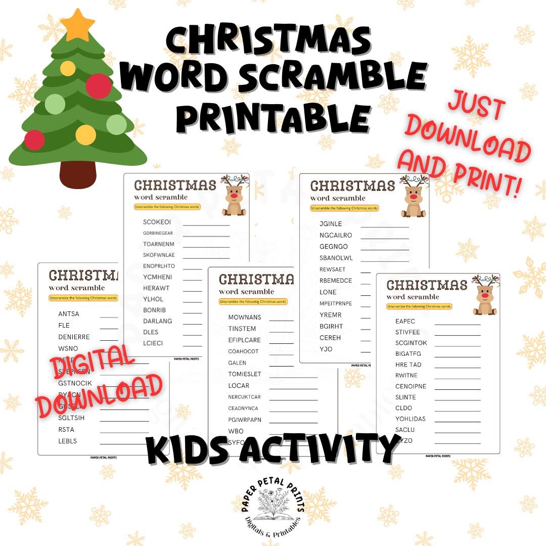 Christmas Word Scramble | Kids Printable Activity (instant Download) - Etsy