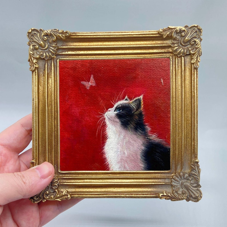 Hand-painted Cat Portraits | Original Oil Miniatures | Framed Wall Art ...