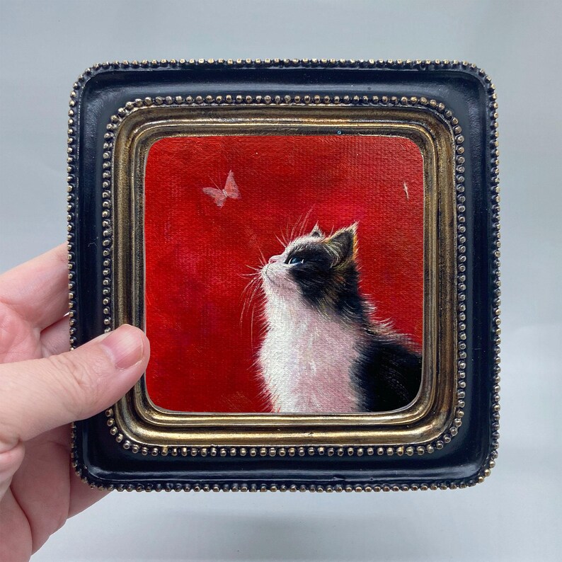 Hand-painted Cat Portraits | Original Oil Miniatures | Framed Wall Art ...