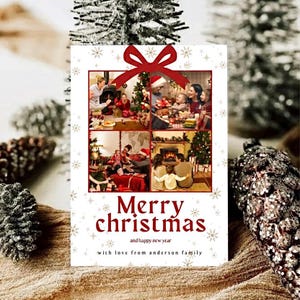 Modern Family Christmas Photo Collage Card: Editable Holiday Template ...