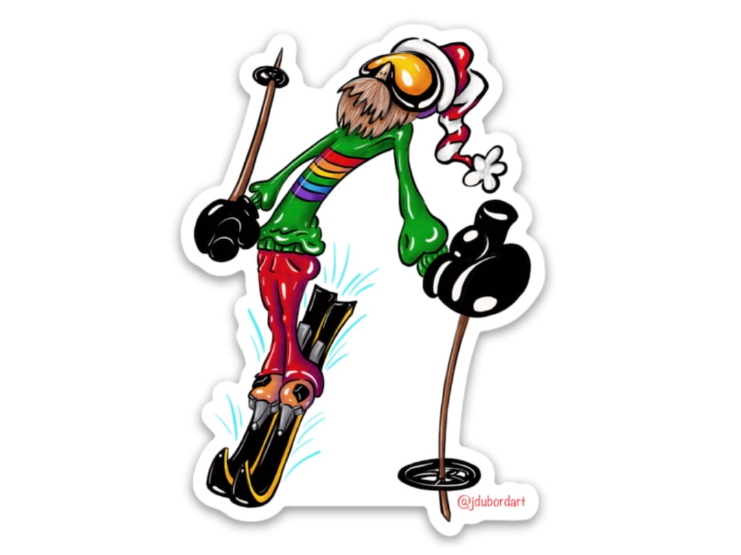 Old School Skier Sticker - Weatherproof - Vinyl Sticker - Vinyl Decal ...