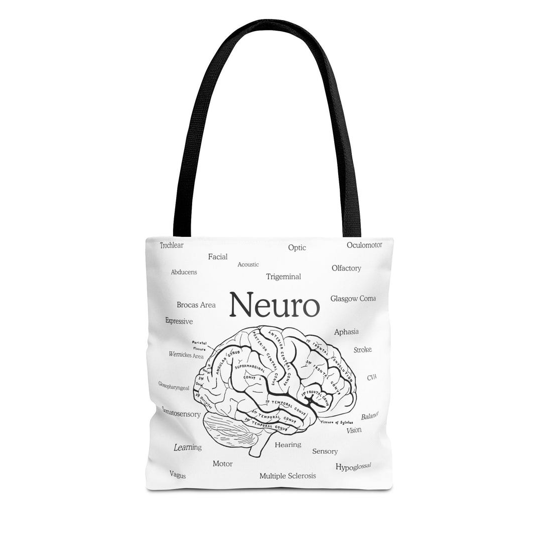 Neuro Brain Anatomy Tote Bag | Neurology Diagram, Medical Illustration ...