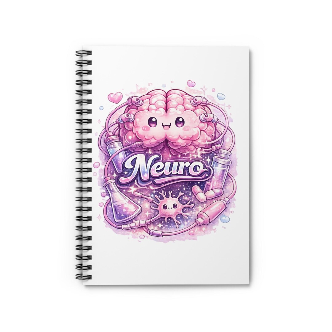 Cute Kawaii Brain Neuro Spiral Notebook | Ruled - Etsy