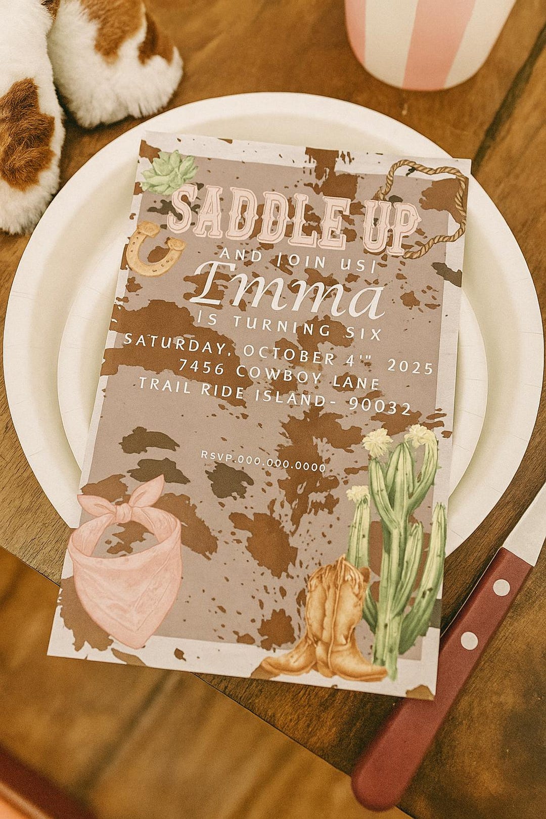 Western Cowgirl Birthday Invitation Template | Editable Saddle up Party ...