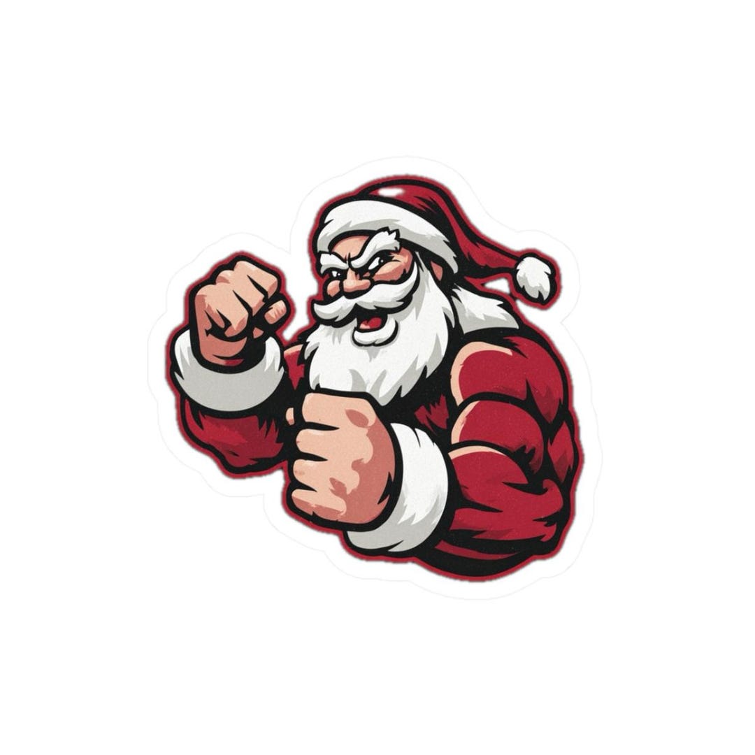 Muscular Boxing Santa Sticker | Kiss-cut Christmas Sticker - Etsy