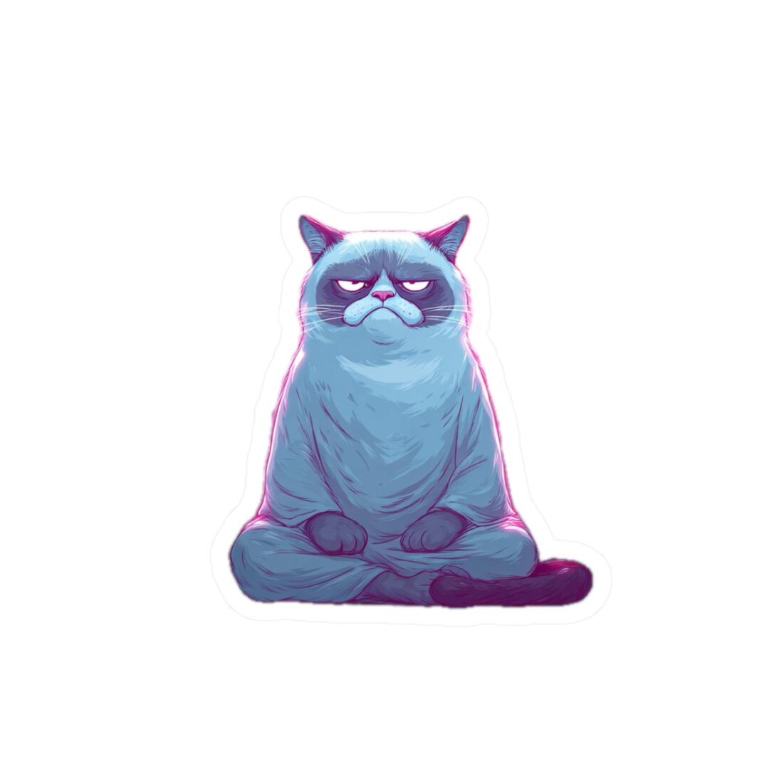 Grumpy Blue Cat Sticker | Kiss-cut Vinyl Sticker - Etsy