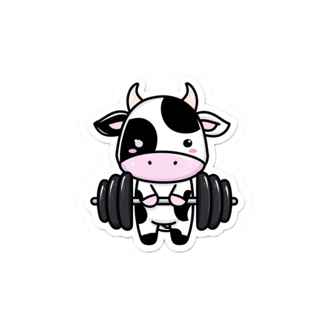 Gift for Gym, Gym Gifts, Cute Cow Lifting Weights Sticker | Fitness Cow ...