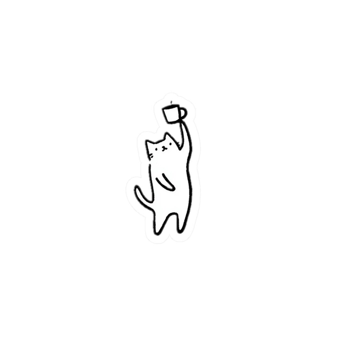 Minimal Cat Holding Coffee Cup Sticker | Kiss-cut Sticker - Etsy
