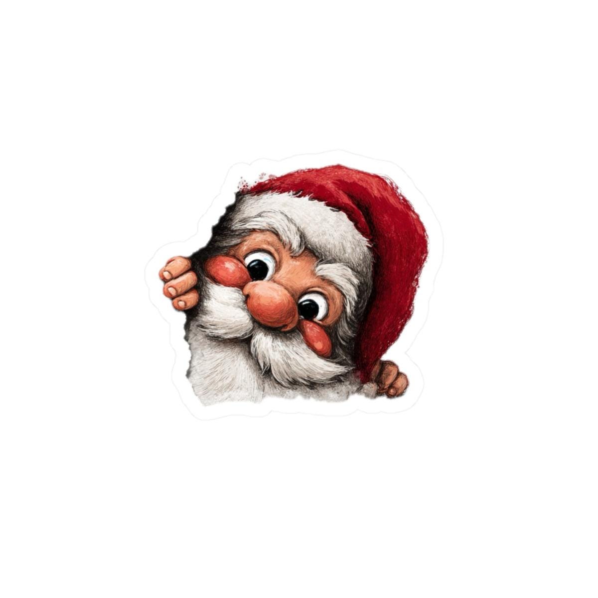 Peeking Santa Claus Kiss-cut Stickers | Retro Santa Face Holiday ...