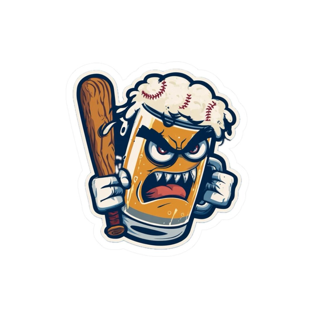 Angry Beer Mug With Baseball Cap Sticker | Kiss-cut Sticker - Etsy