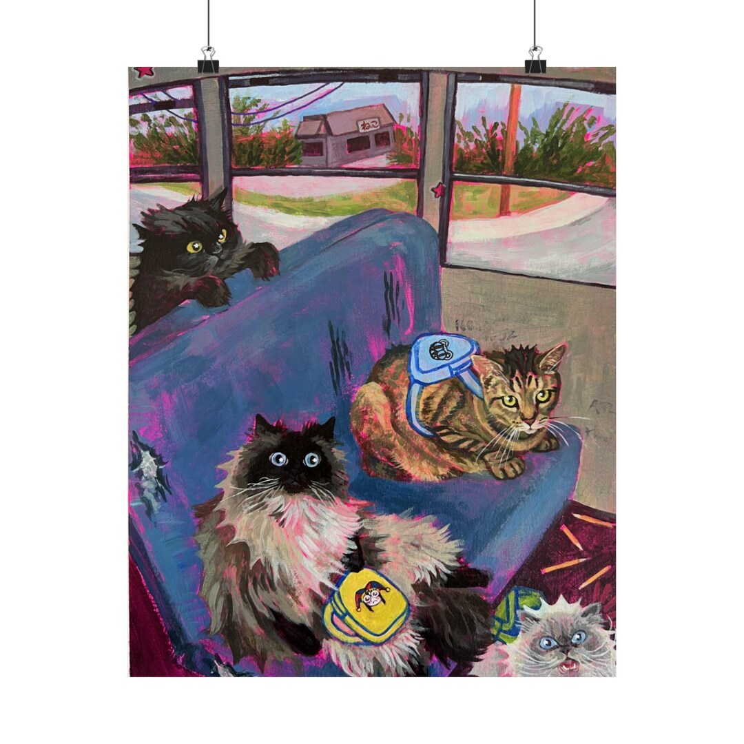 Cat Bus Ride Matte Vertical Poster, Teacher Gift - Etsy