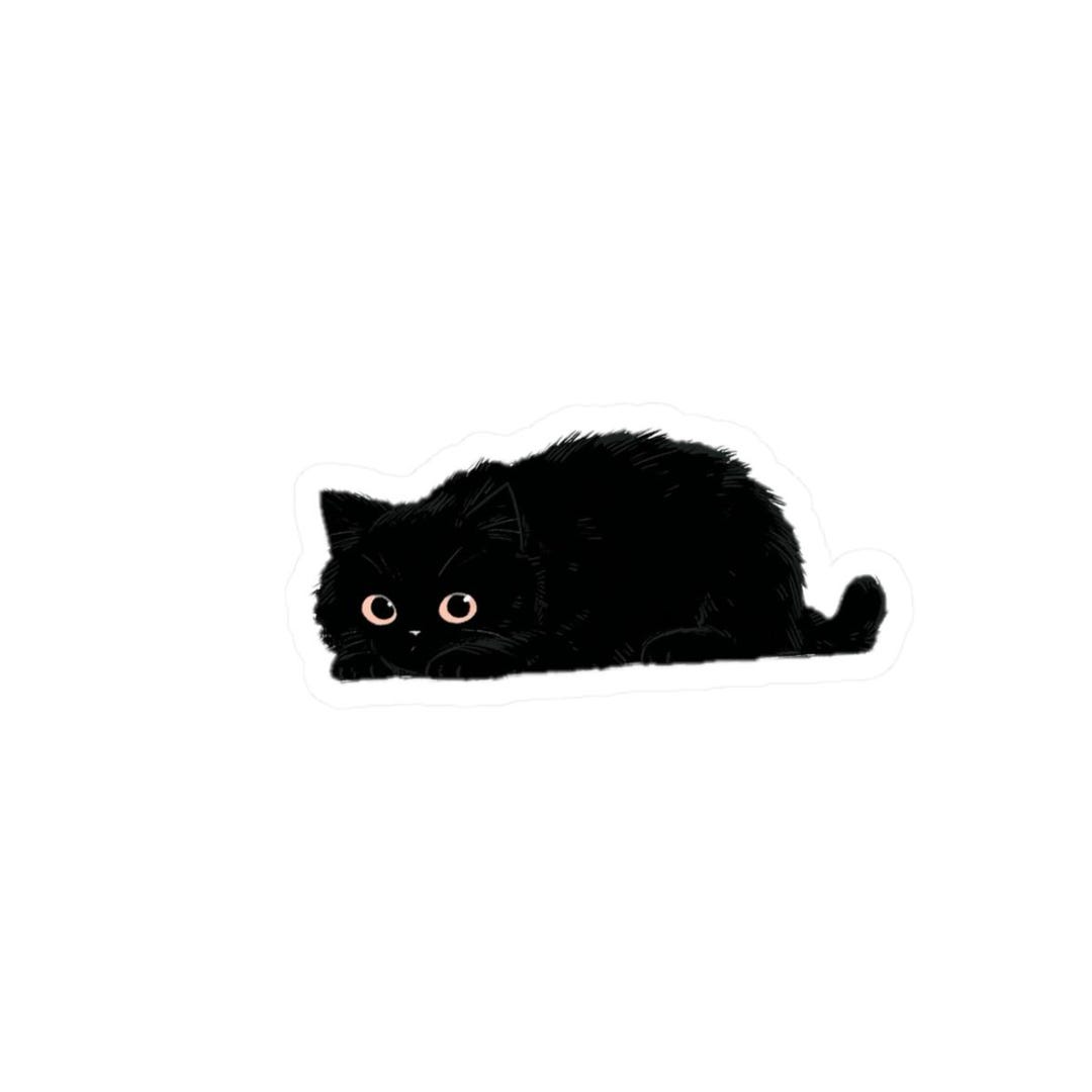 Black Fluffy Cat Sticker | Kiss-cut Sticker, Laptop Decal - Etsy