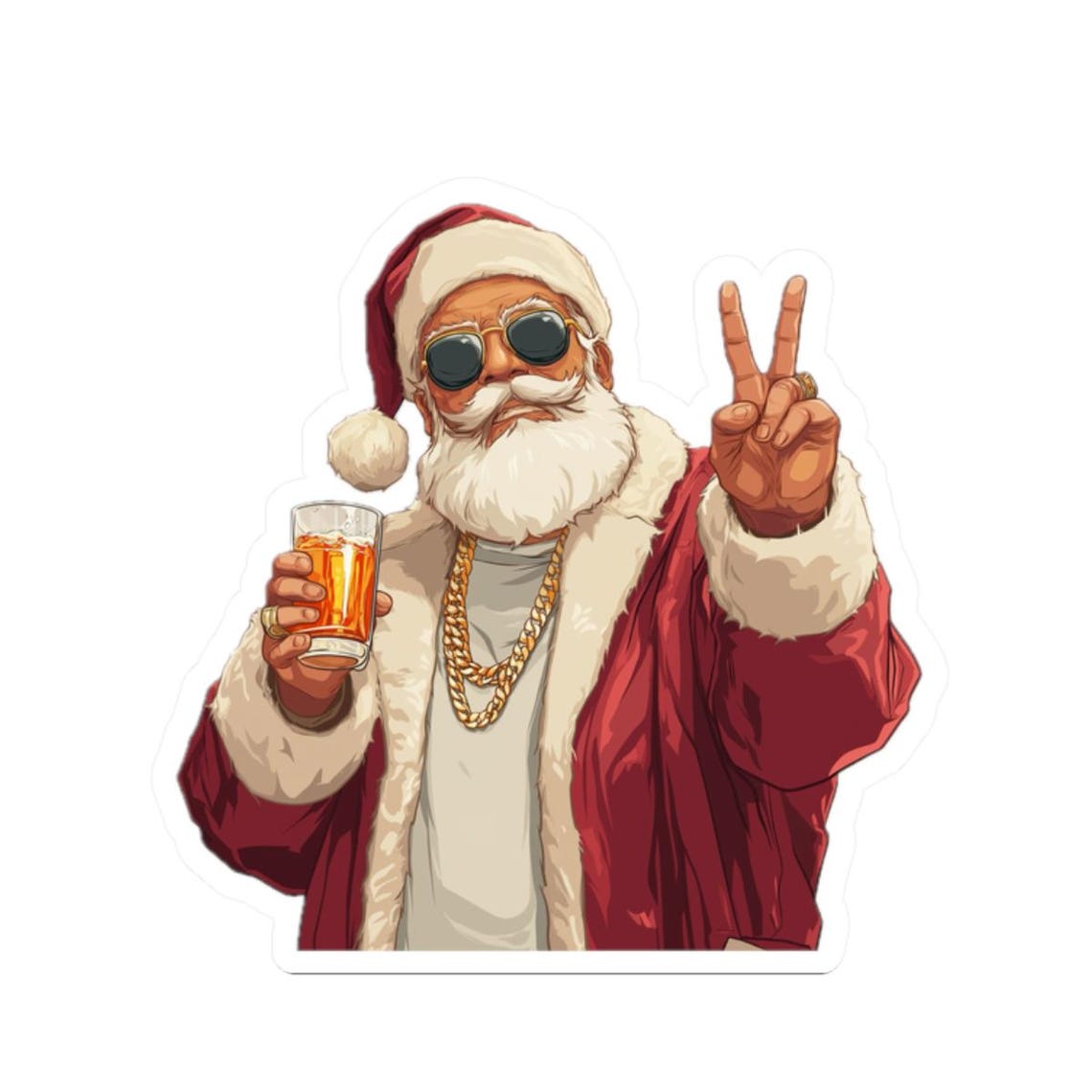 Cool Santa Peace Sign Sticker | Kiss-cut Sticker - Etsy