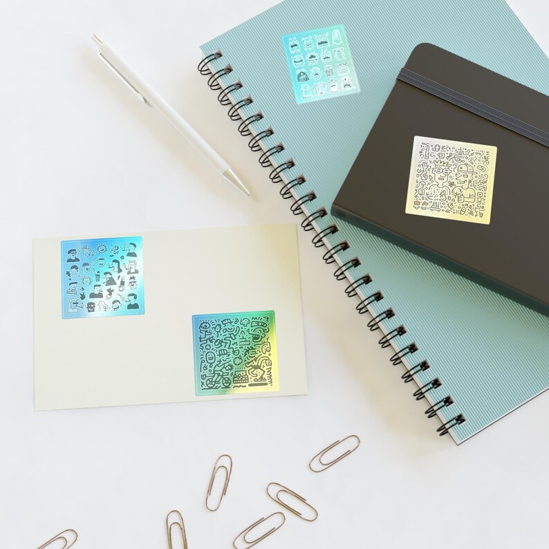 Black Doodle Characters Sticker Sheets | Hand-drawn Faces & Monsters - Etsy