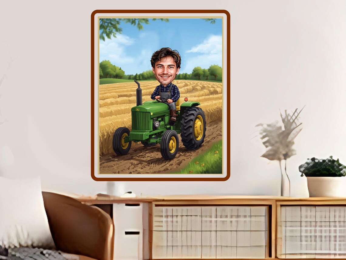 Custom Farmer Cartoon Portrait, Farmer Gift, Farmer Cartoon, Farmer ...