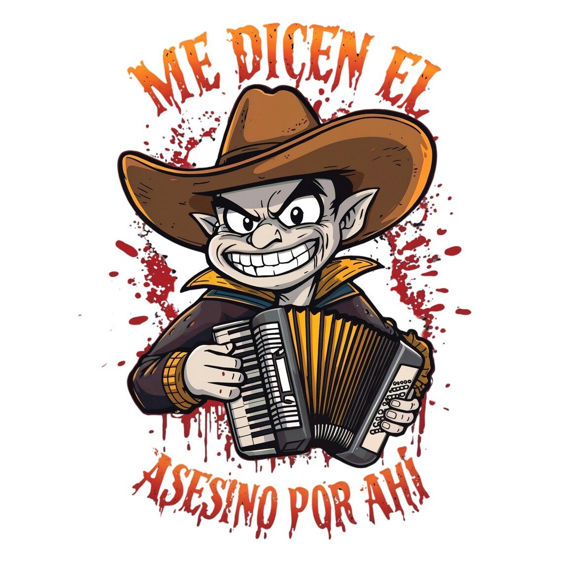 Cartoon Mexican Bandit | Horror Accordion Graphic Tee | Me Dicen El ...