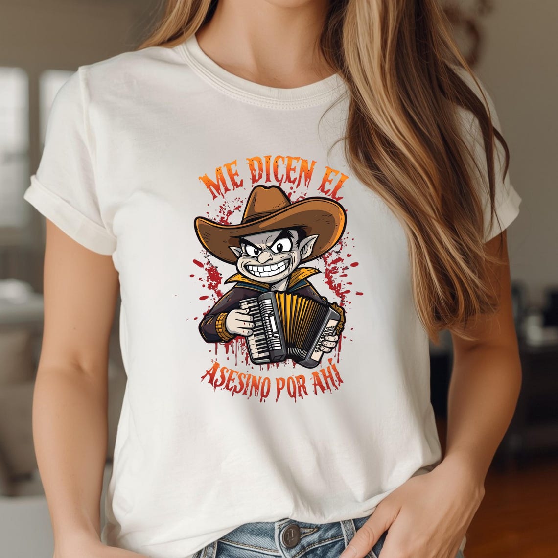 Cartoon Mexican Bandit | Horror Accordion Graphic Tee | Me Dicen El ...
