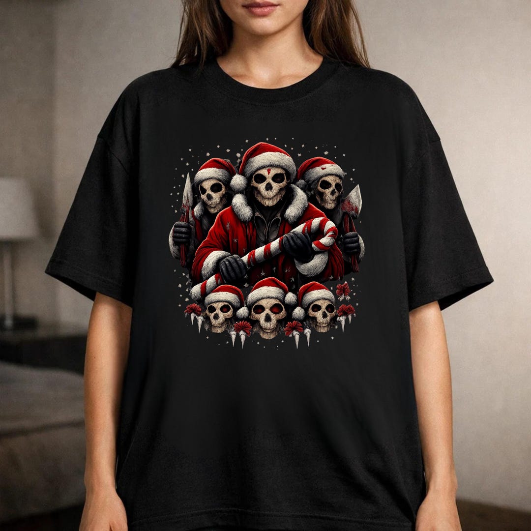 Gothic Santa T-shirt Print | Horror Skull Christmas Design | Creepy ...