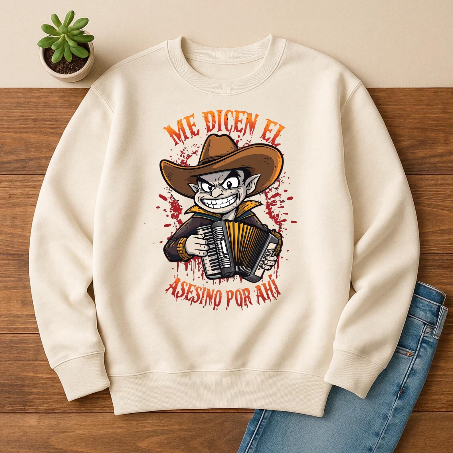 Cartoon Mexican Bandit | Horror Accordion Graphic Tee | Me Dicen El ...