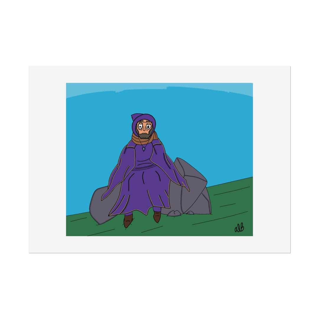 Sad Wizard, Medieval Character Rolled Poster, Unique Art Print, Home ...