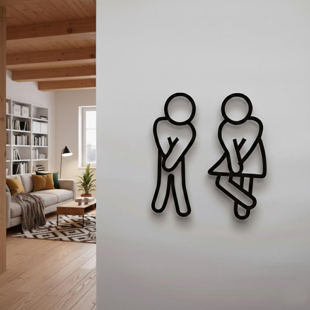 Self-adhesive Restroom Sign | WC Sign | Man and Woman Outline | Guest ...