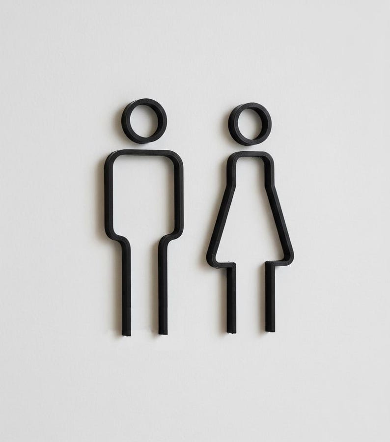 Self-adhesive Restroom Sign | WC Sign Man & Woman | Guest Restroom Door ...