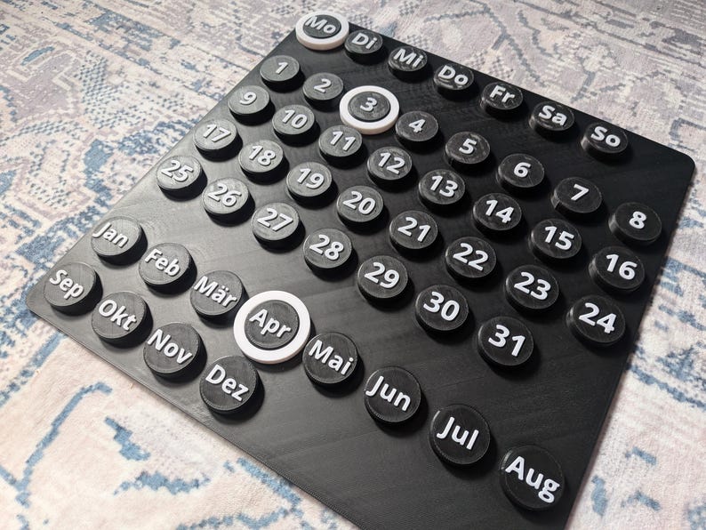 Perpetual Calendar – Minimalist Black and White Desk Calendar, Endless ...
