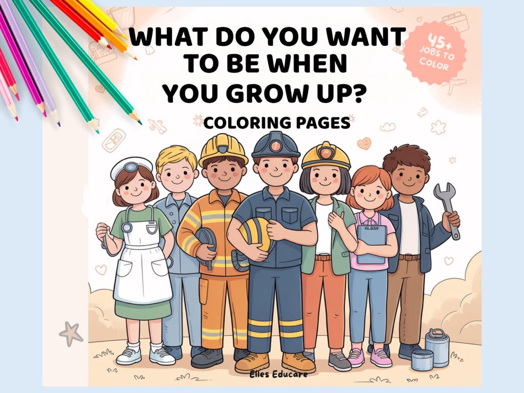 Educational Jobs Coloring Pages for Kids 4-6 | Preschool Childcare ...