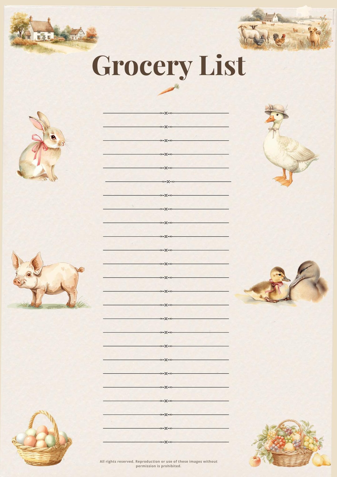 Farm Animals Shopping List (spanish/en) PDF & PNG Digital Download - Etsy
