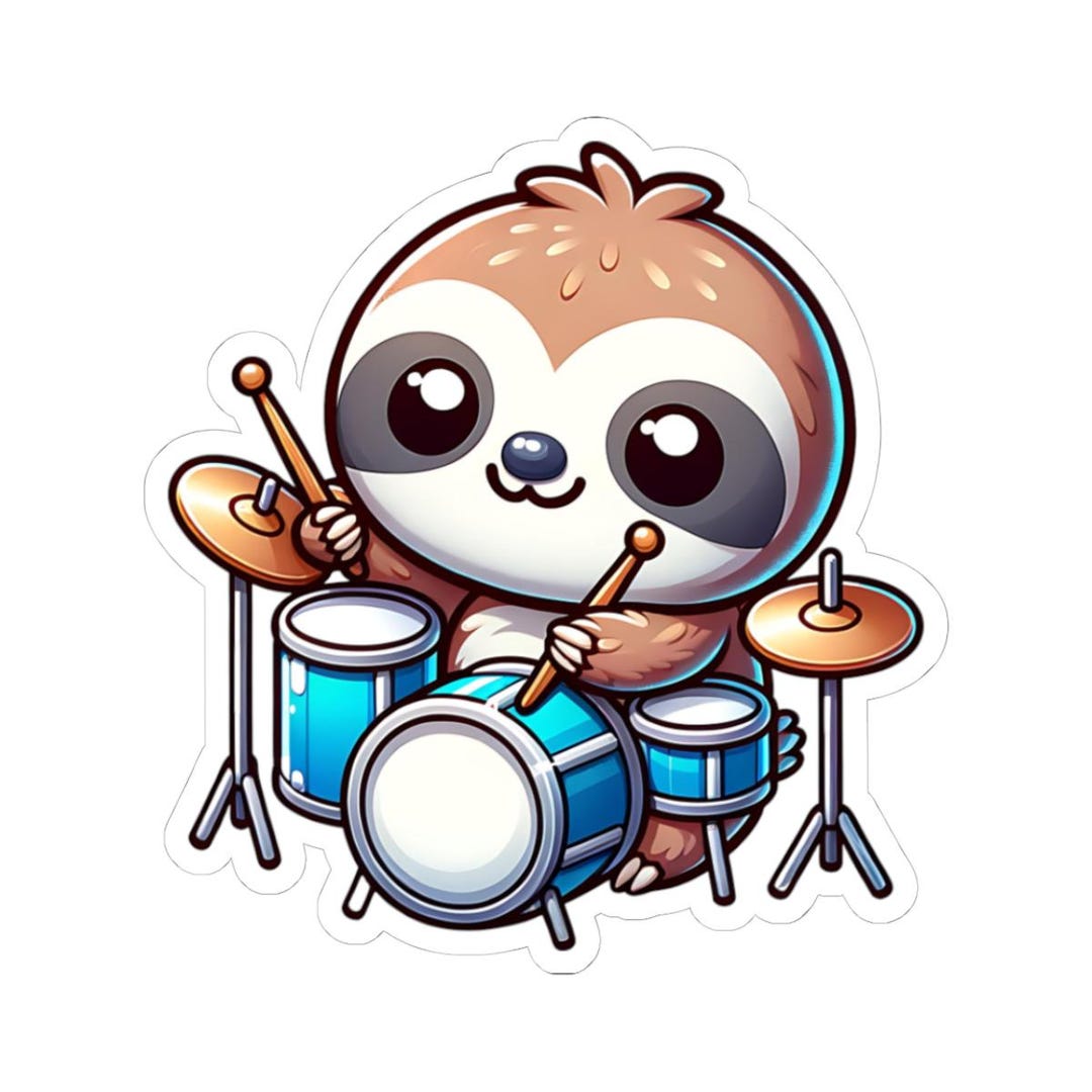 Drummer Sloth Sticker | Cute Animal Band, Laptop Decal - Etsy