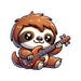 Sloth Playing Guitar Sticker | Cute Vinyl Decal - Etsy