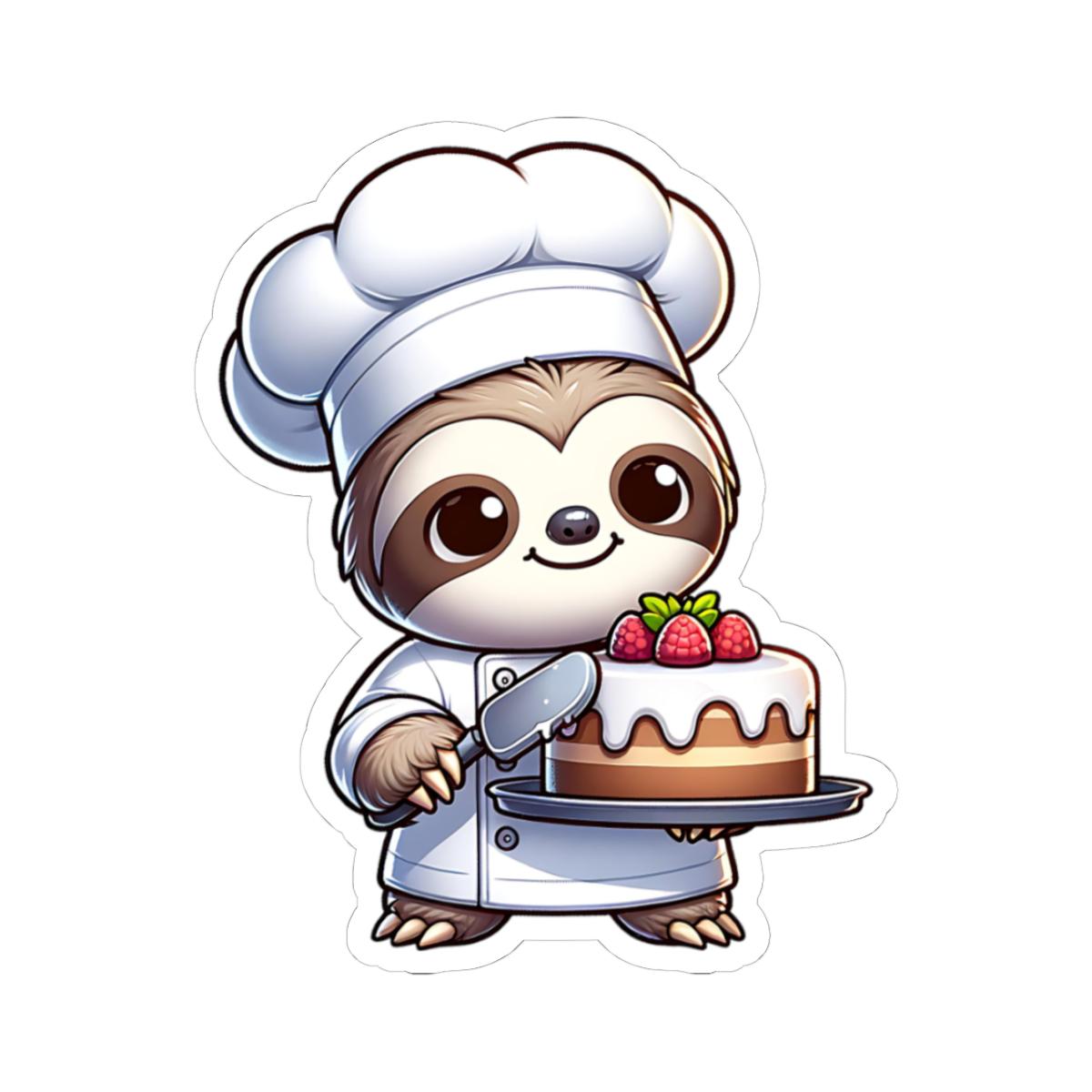 Sloth Chef Vinyl Sticker | Cute Bakery Art - Etsy
