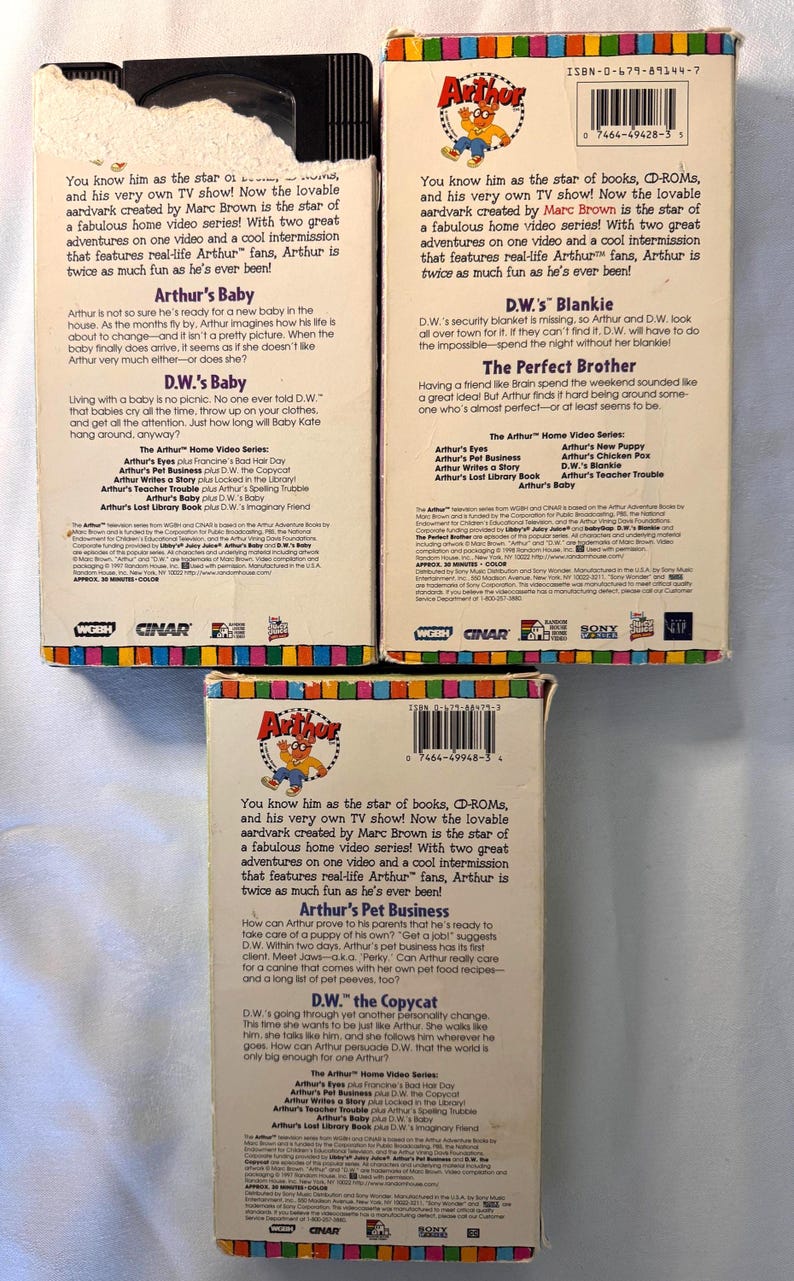 Vintage Arthur VHS Tapes - 1990s - Set of 3 - Etsy