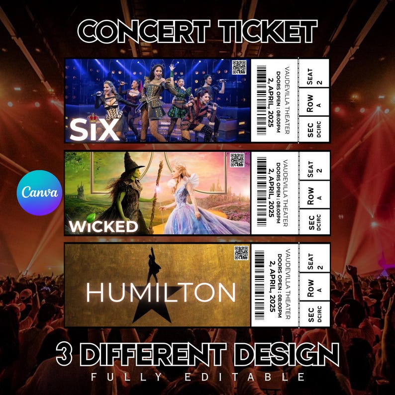 Editable Concert Ticket Template, Printable Custom Concert Ticket ...