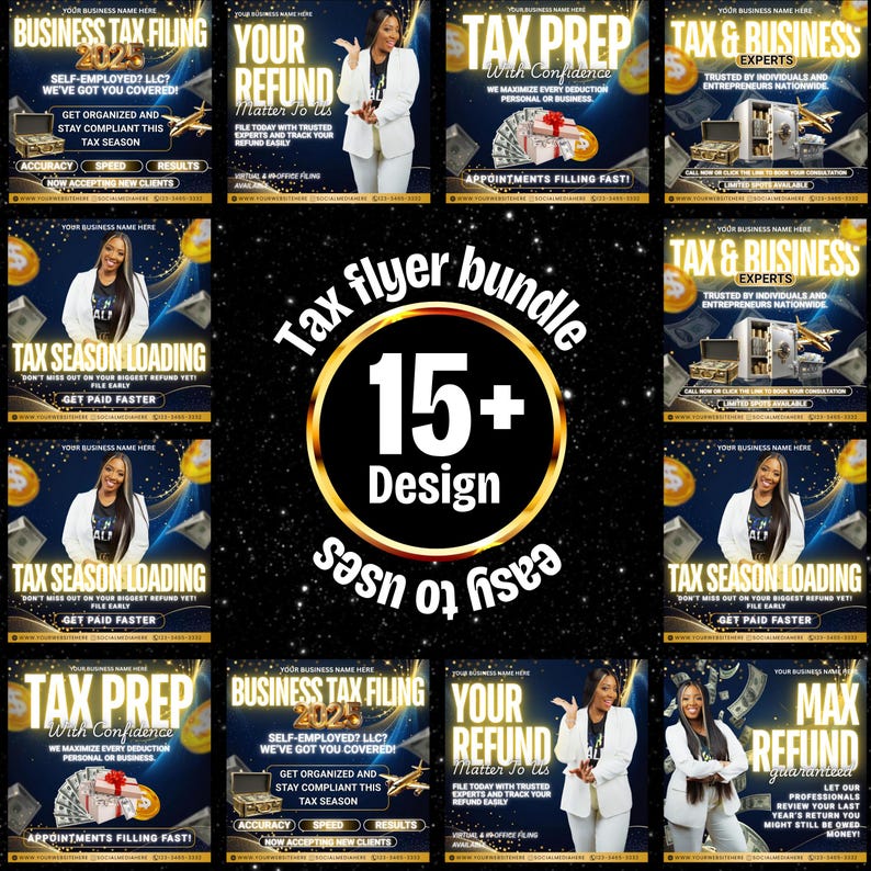 20 Tax Professional Flyers Bundle, Tax Prep Marketing, Tax Canva ...