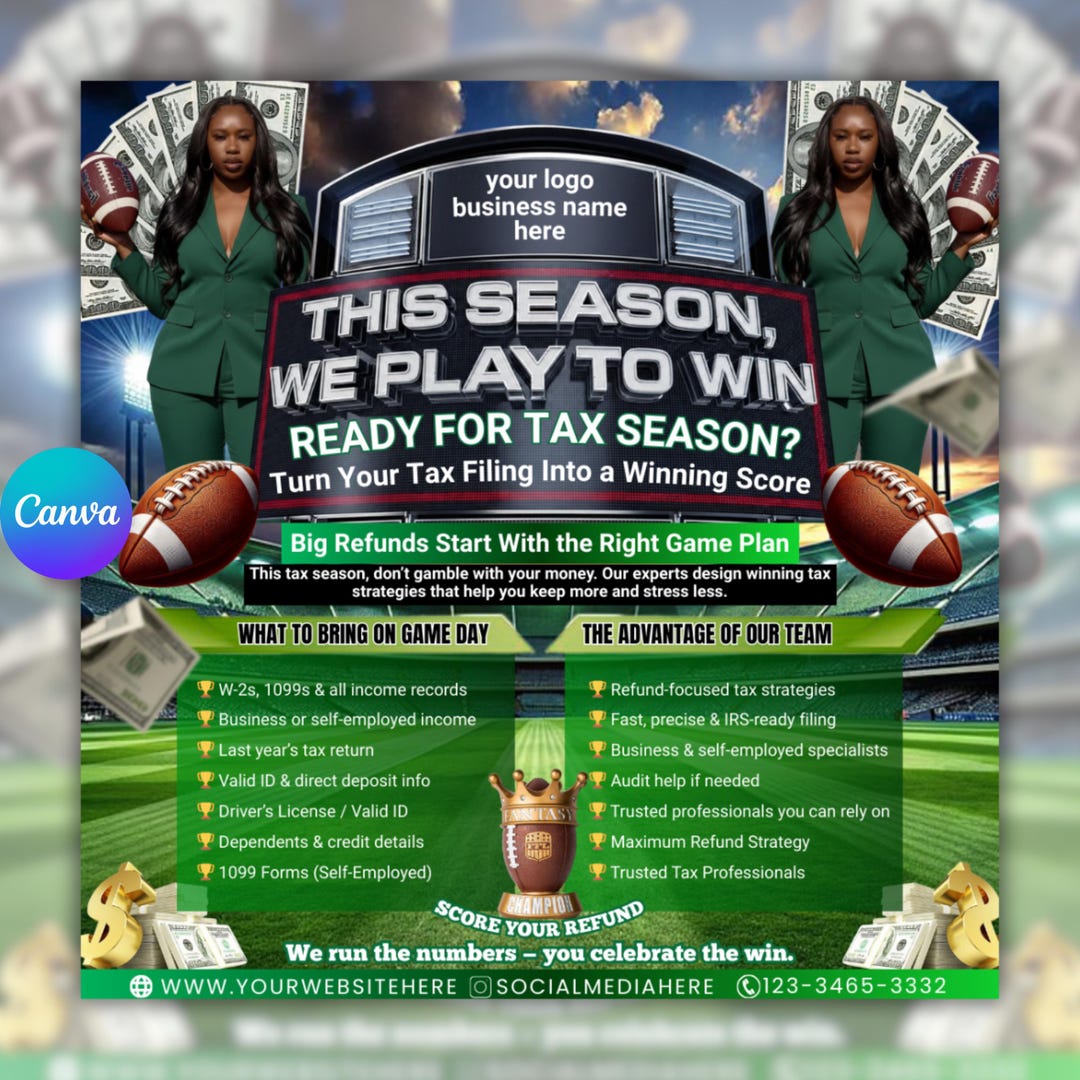 Tax Prep Flyer Template, Season Game on Tax Flyer, Tax Season Sports ...