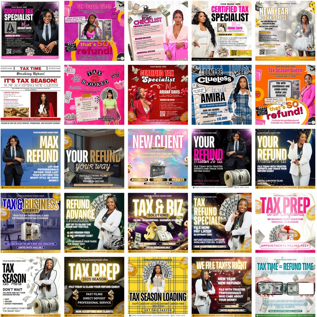 Mega Tax Flyer Bundle, 2026 Tax Season Flyer Bundle, Tax Prep Instagram ...