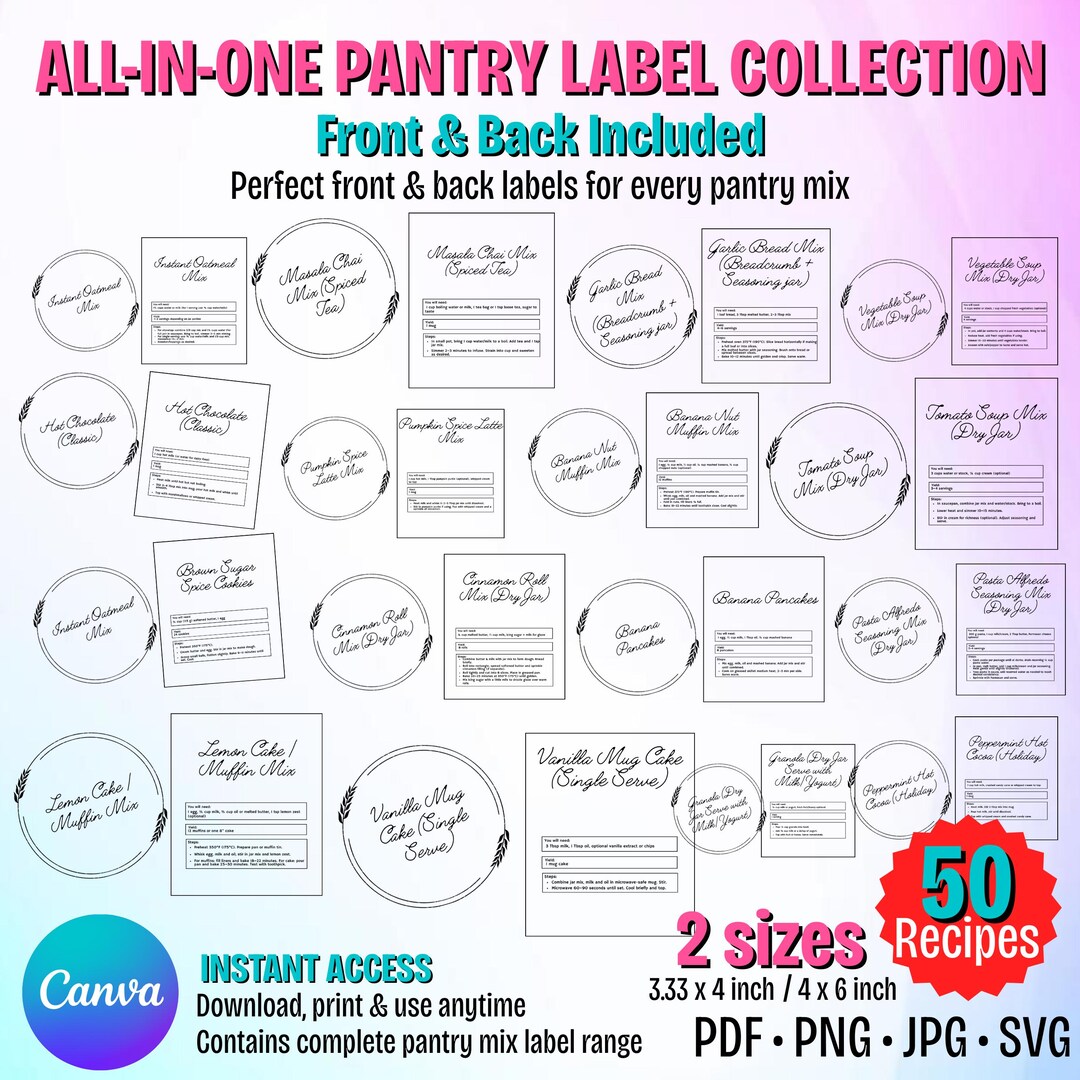 Printable Pantry Label Collection, Pantry Kitchen Organization Stickers ...