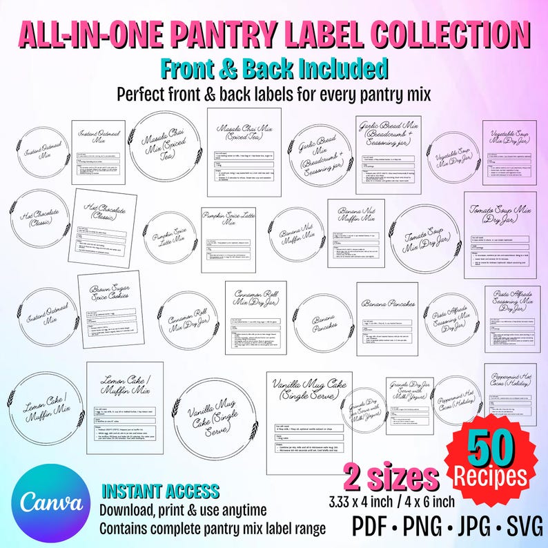 Printable Pantry Label Collection, Pantry Kitchen Organization Stickers ...