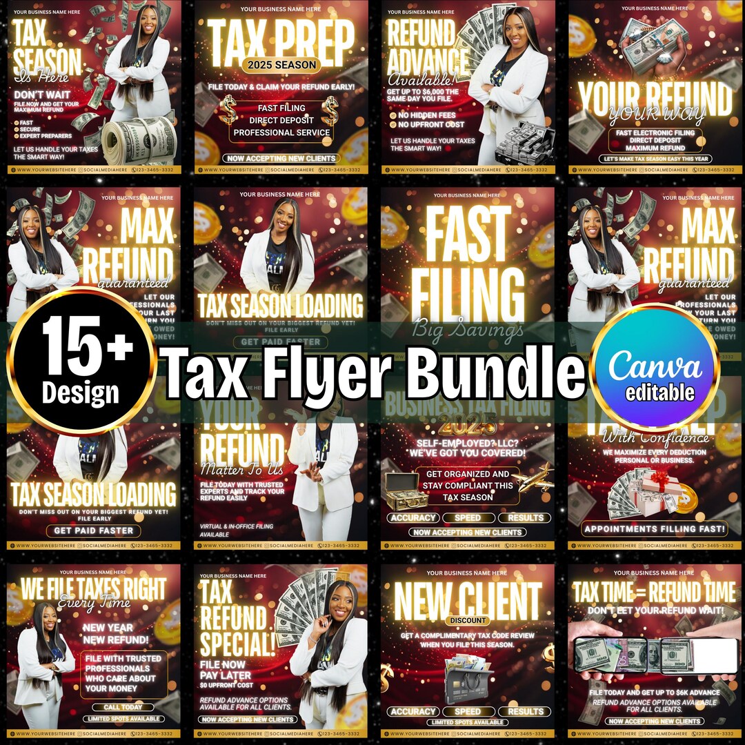 Mega Tax Prep Bundle, 20 Tax Prep Flyers, Tax Prep Instagram Bundle ...