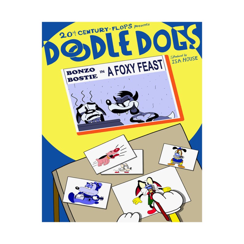 Doodle Dogs: A Foxy Feast Poster Comic-strip Cartoon Dog Vintage Caroon ...