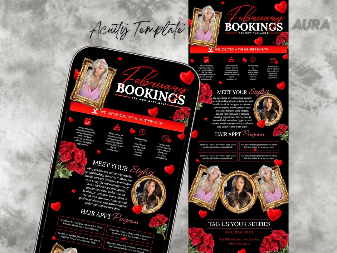Hair Acuity Scheduling Template Hair Stylist Booking Website Hair ...