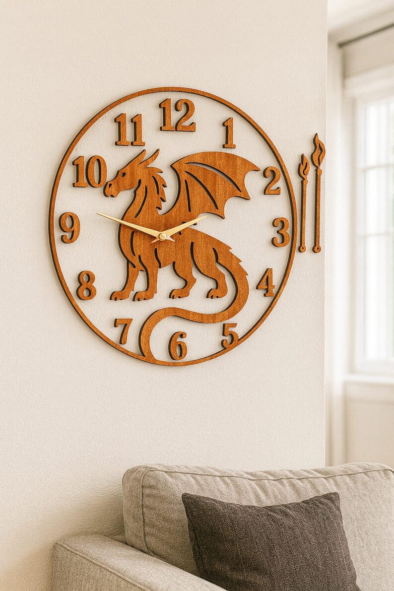 Phoenix Wall Clock Laser Cut Design (digital File) - Etsy